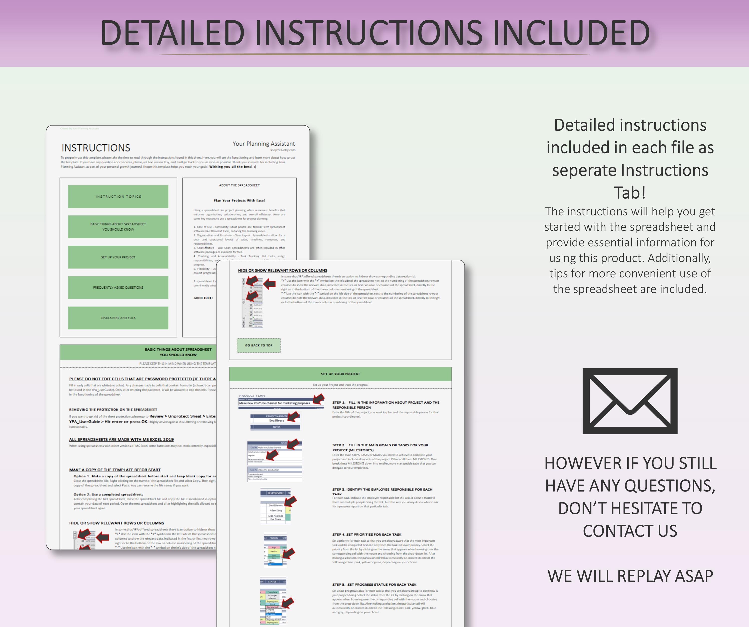 Simple Project Planning Spreadsheet, Auto Color Marking, Deadline Set ...