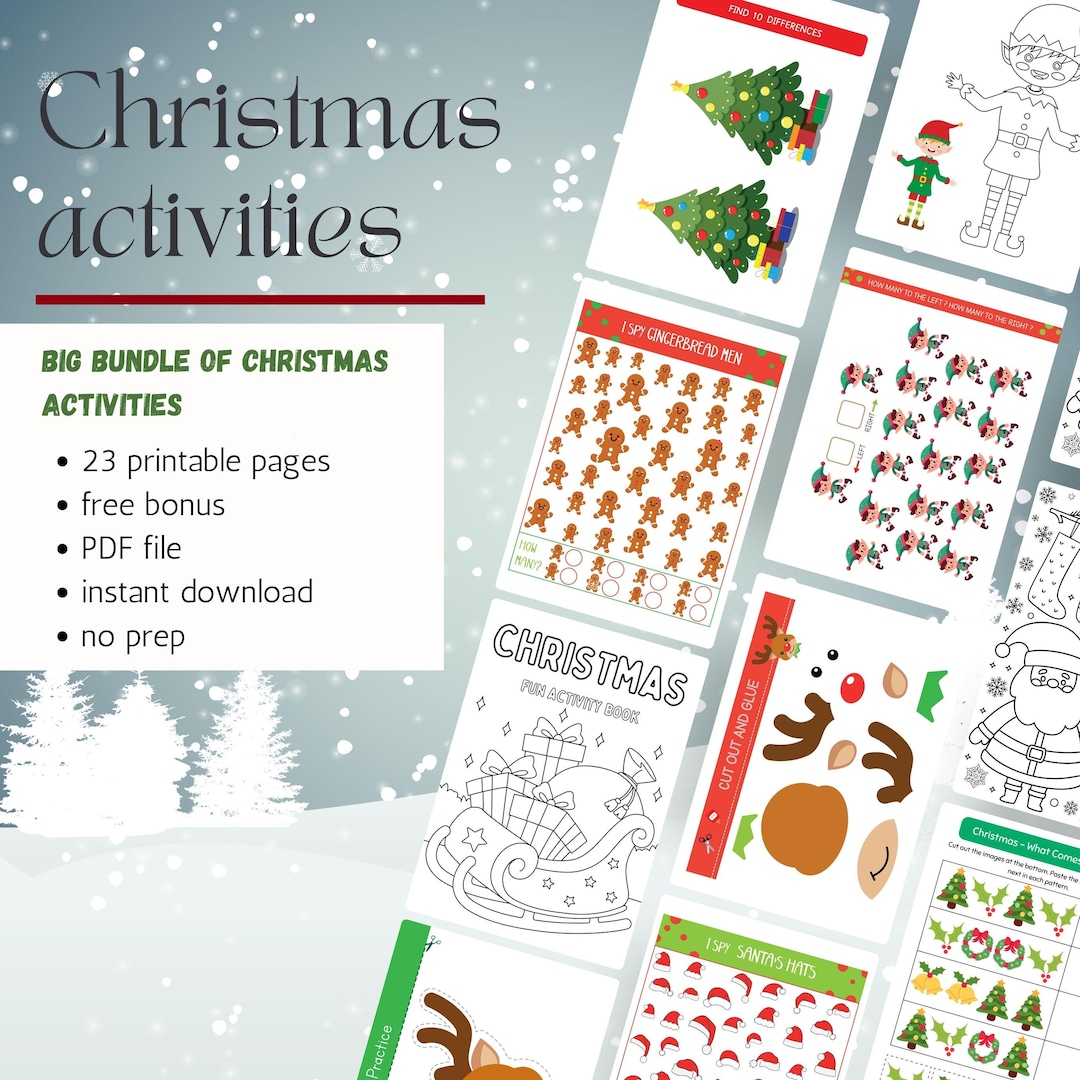Christmas Activity Pack Printable, Christmas Activity Book for Kids ...