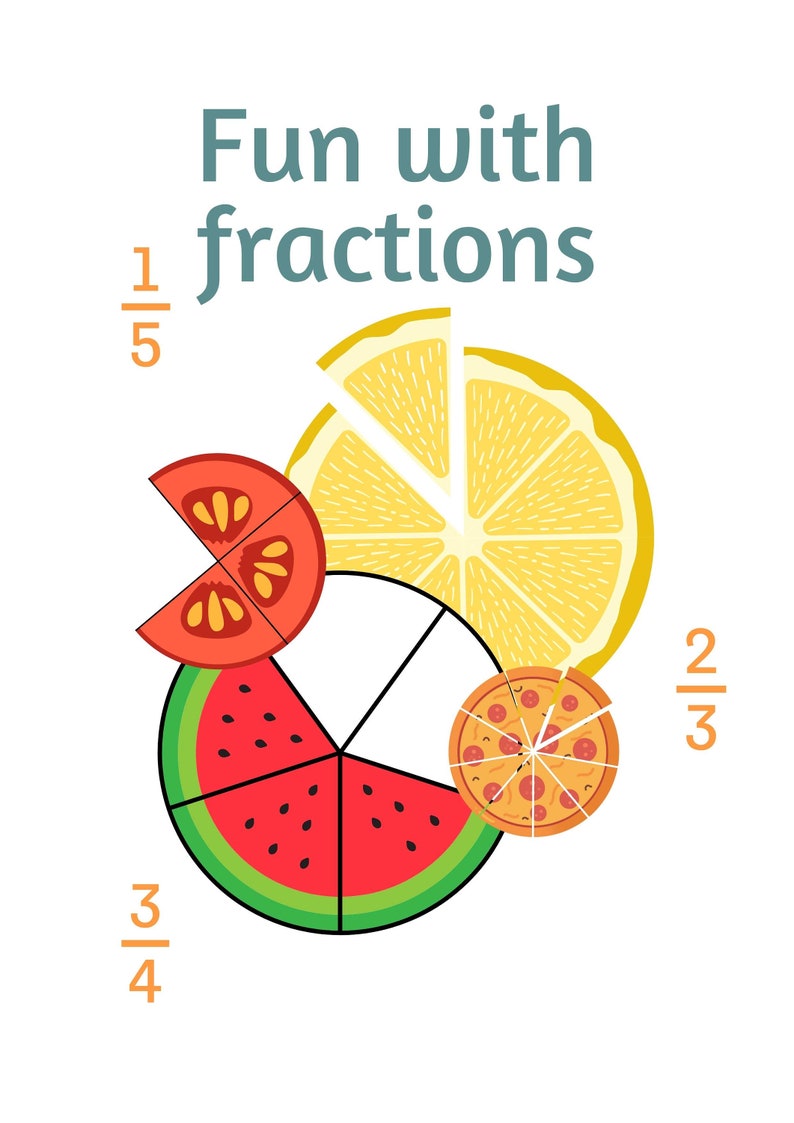 Math Worksheets Printable Fraction Learning Practice Sheets, Homeschool ...
