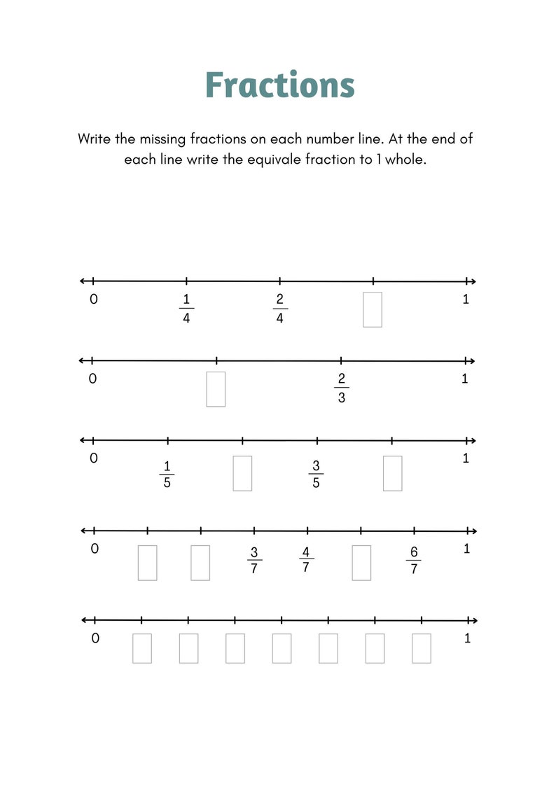Math Worksheets Printable Fraction Learning Practice Sheets, Homeschool ...