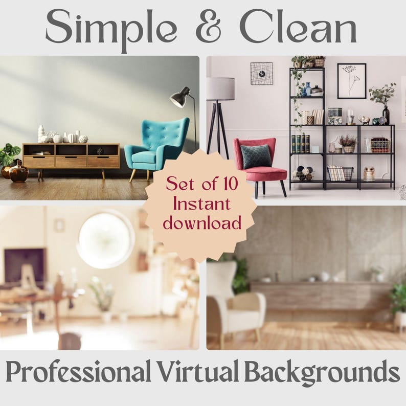 10 Simple Professional Virtual Background Bundle, HD Quality Zoom ...