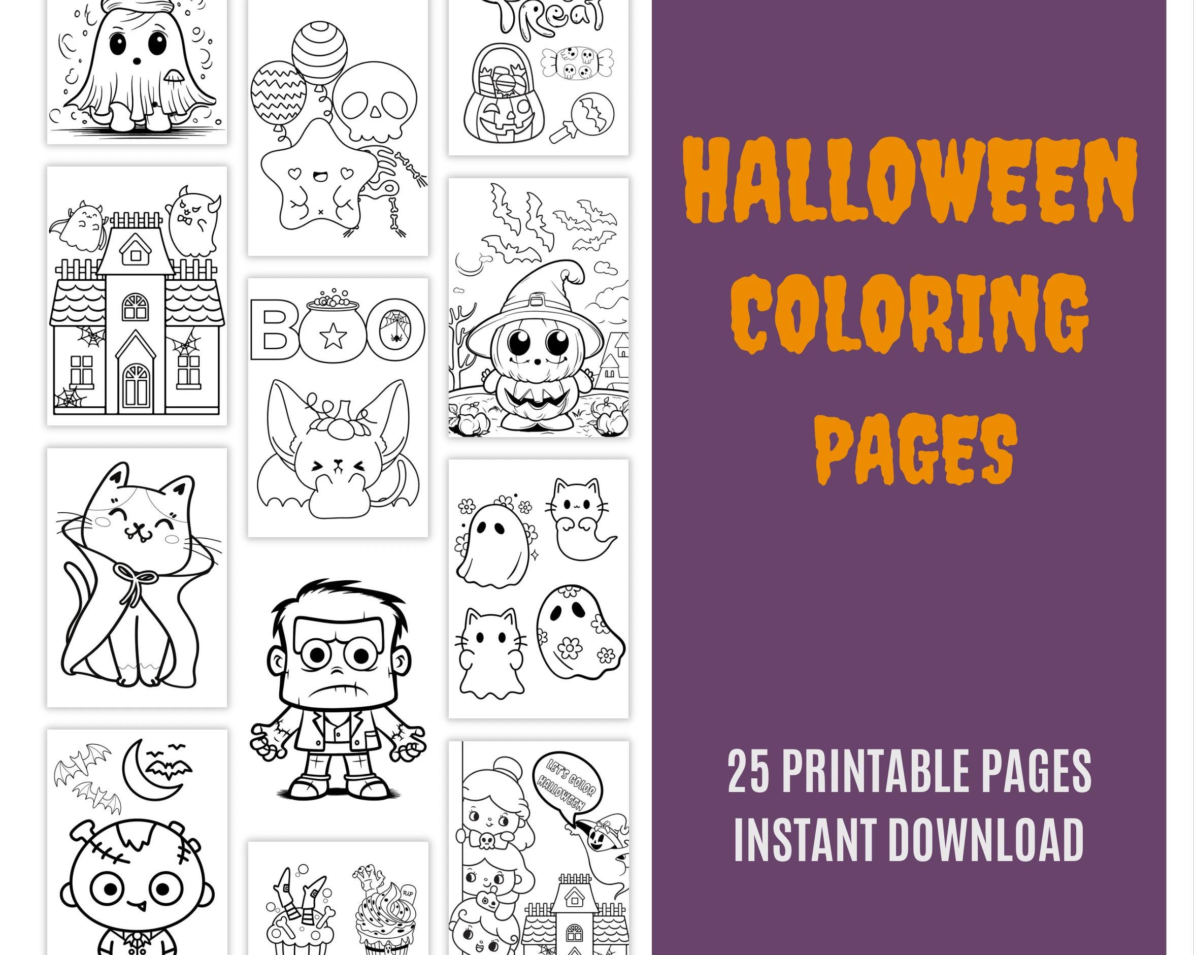 Cute Kids Halloween Coloring Pages, Kawaii Halloween Colouring Pages ...