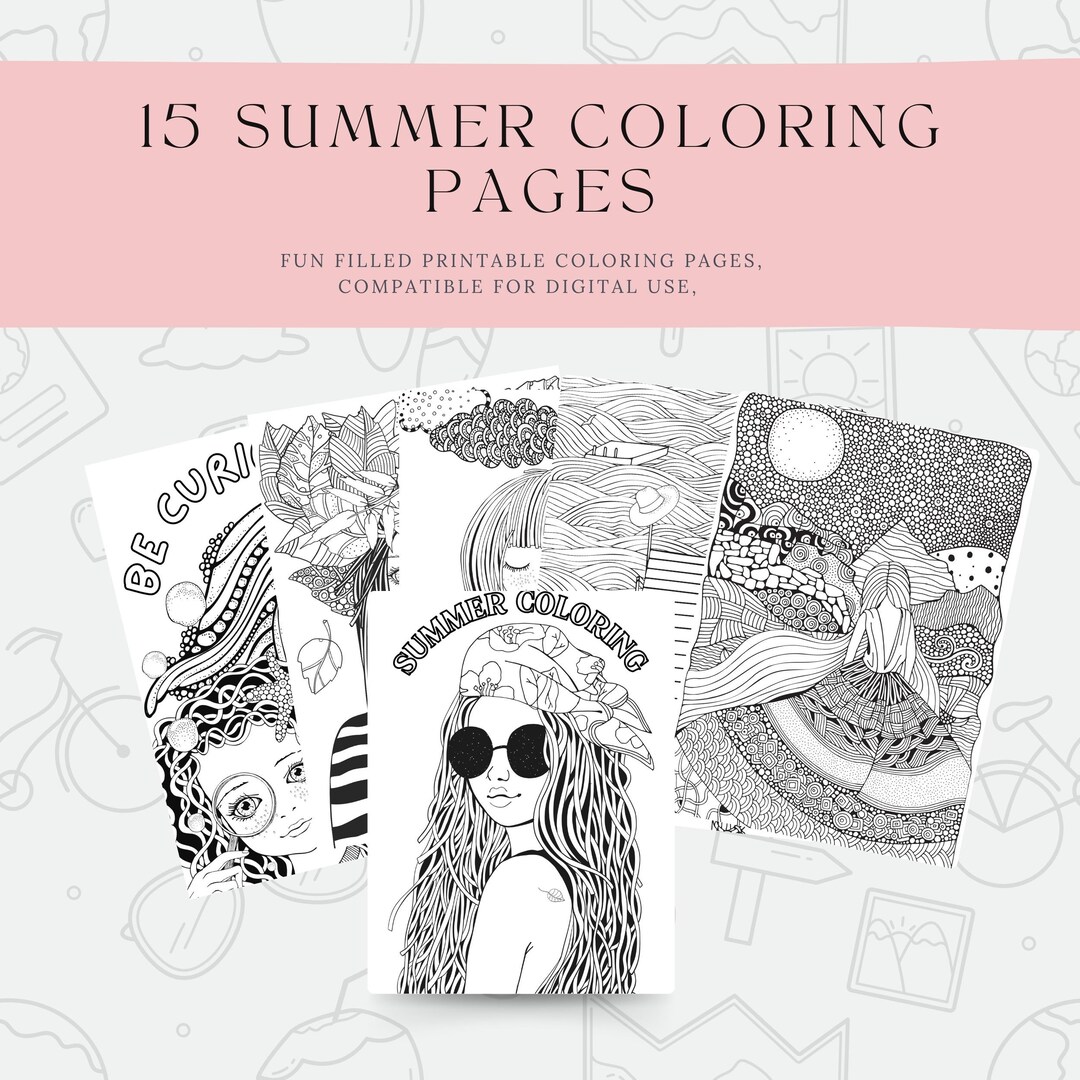 Summer Coloring Pages Printable Pdf File Compatible for Digital Use ...