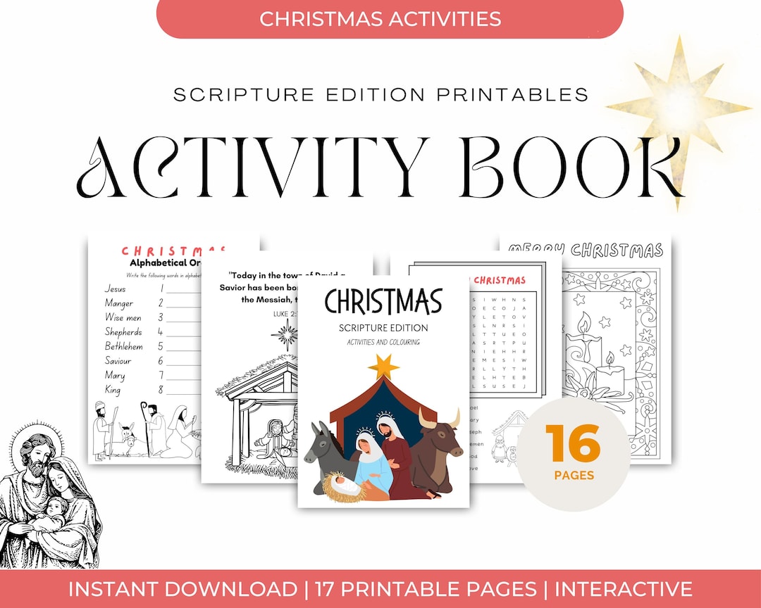 Christmas Bible Activities for Kids Printable Christmas Workbook ...