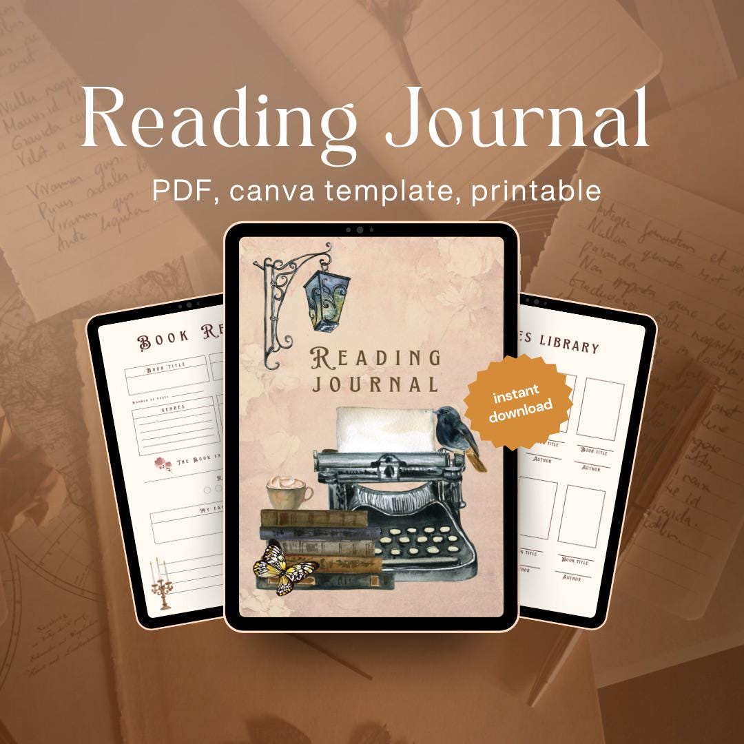 Book Reading Journal Digital Custom Reading Journal Canva Template ...