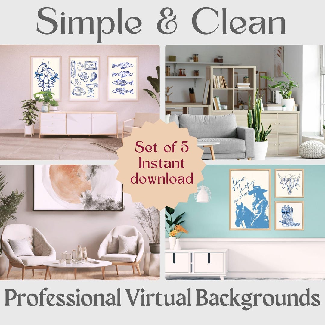 Set of 5 Virtual Background, Zoom Backgroundbundle, HD Quality Zoom ...