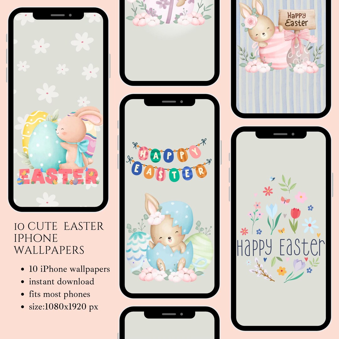 Set of 10 Easter iPhone Wallpaper Y2k iPhone Wallpaper Background Pink Phone Wallpaper Coquette ...