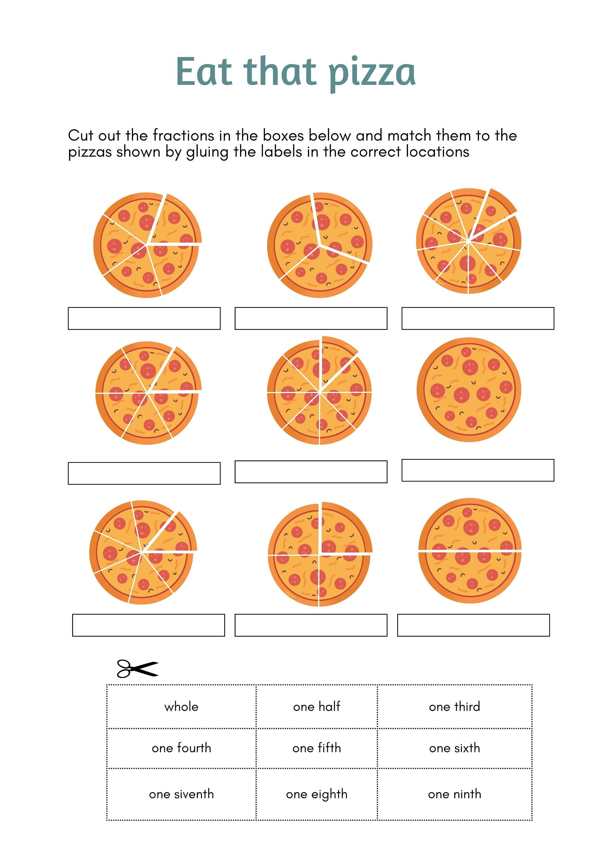 Math Worksheets Printable Fraction Learning Practice Sheets, Homeschool ...