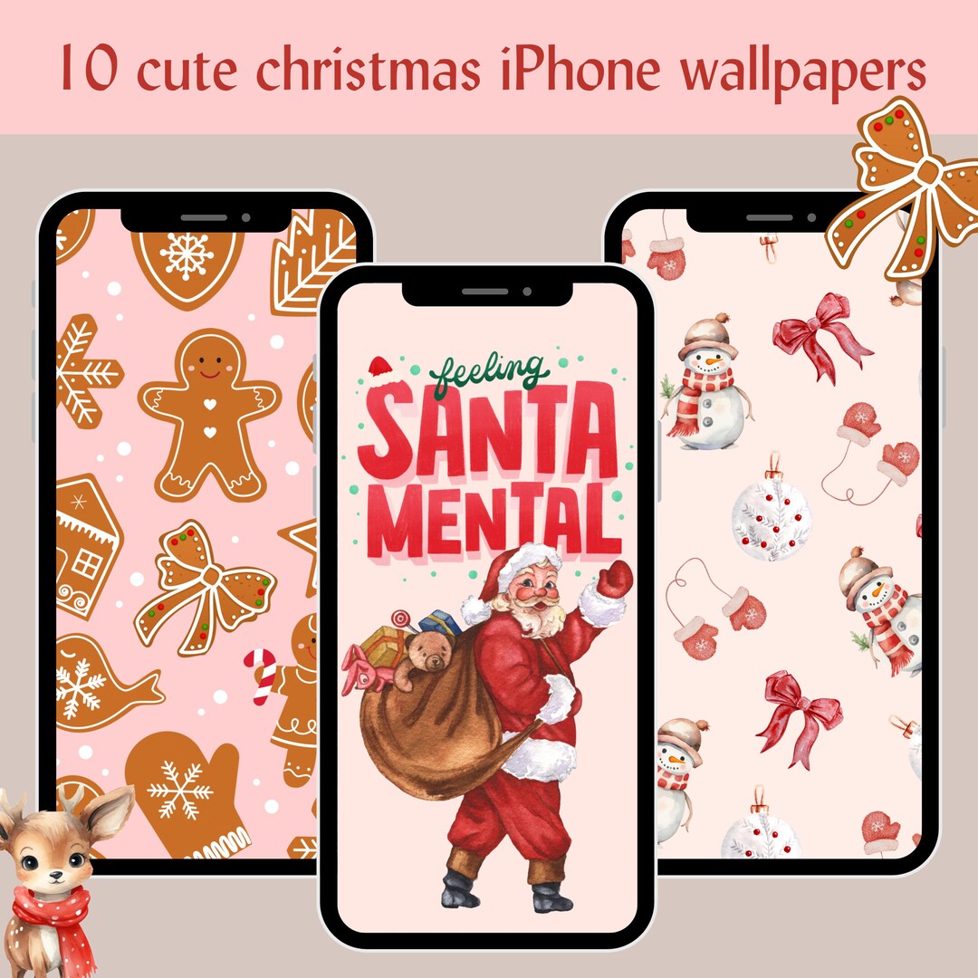 10 Christmas iPhone Wallpapers Cute Pink Holiday Screen Wallpaper ...