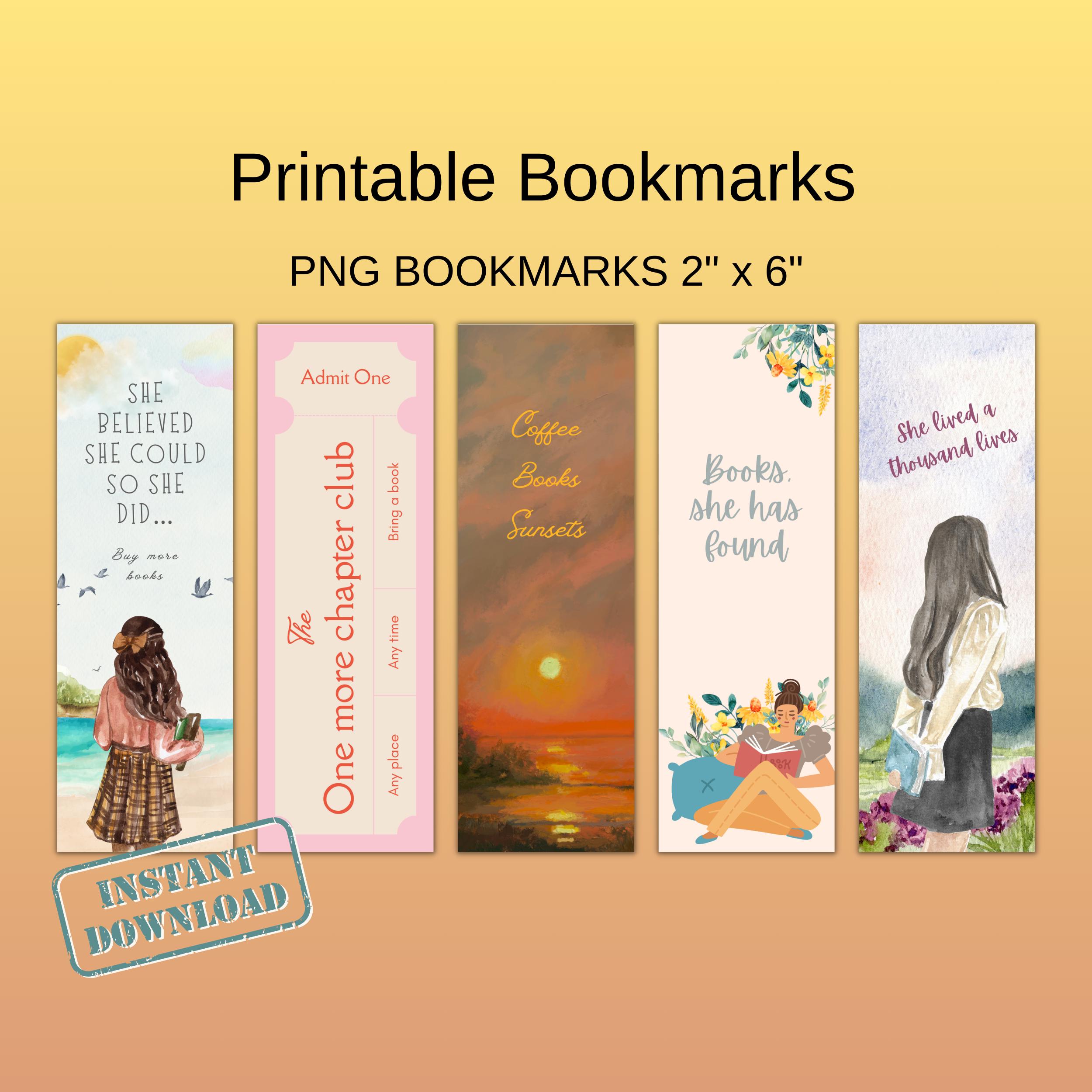 5 Preppy Printable Bookmark, Bookmark Png, Watercolour Bookmarks ...
