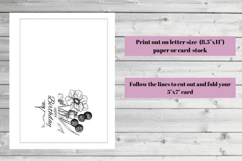 Happy Birthday Card Flower Design Digital Download Printable Card ...