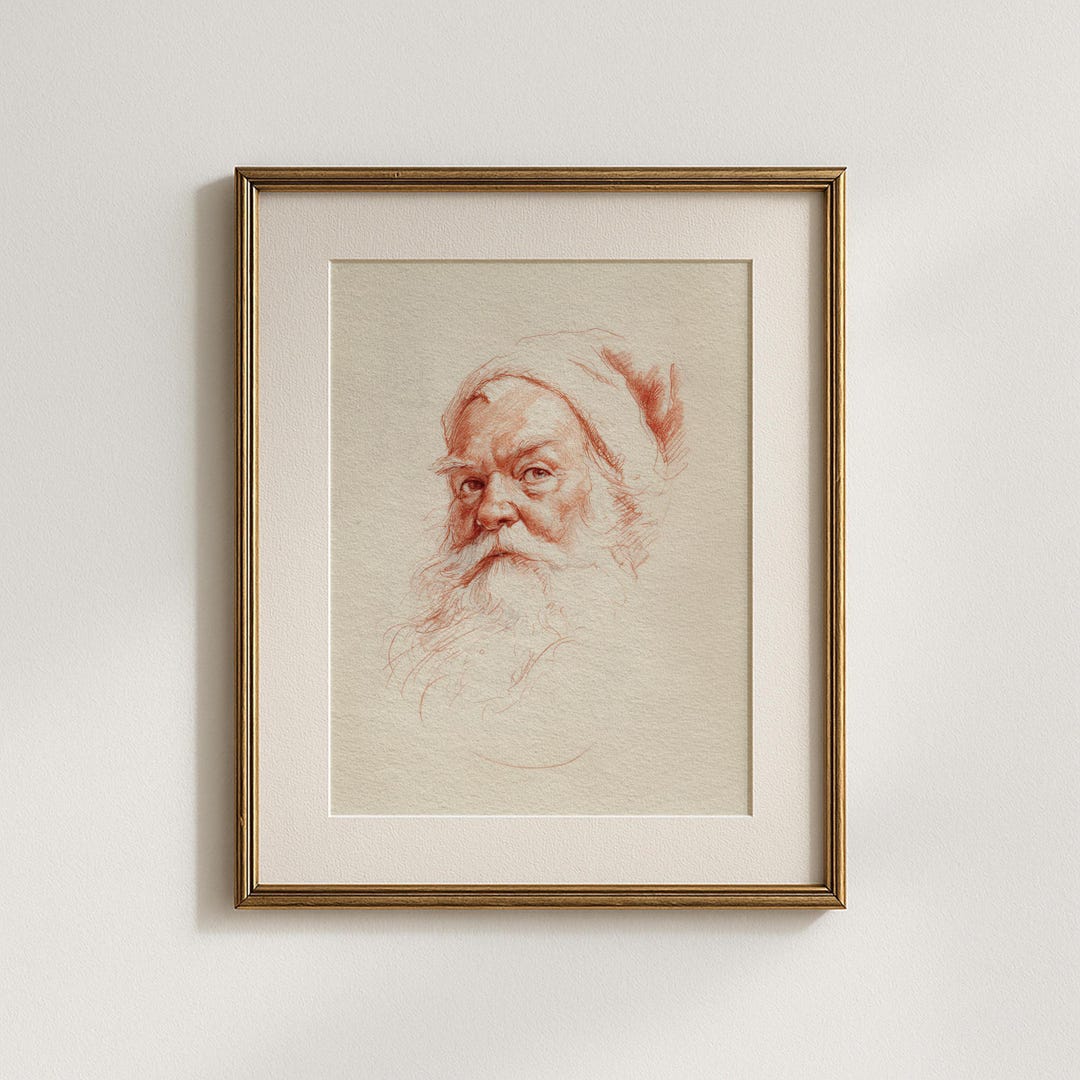 Vintage Santa Portrait Print, Classical Christmas Art (digital Download ...