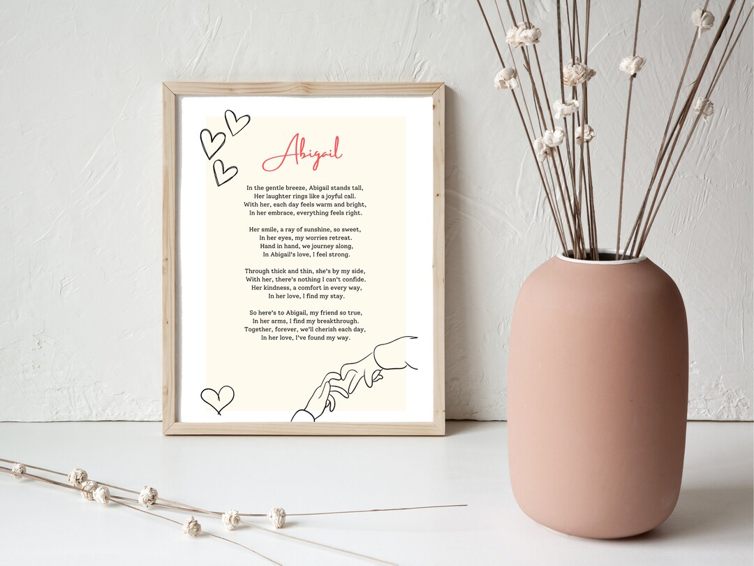 Abigail Name Poem Print Personalized Name Poem Print & Framed Print ...