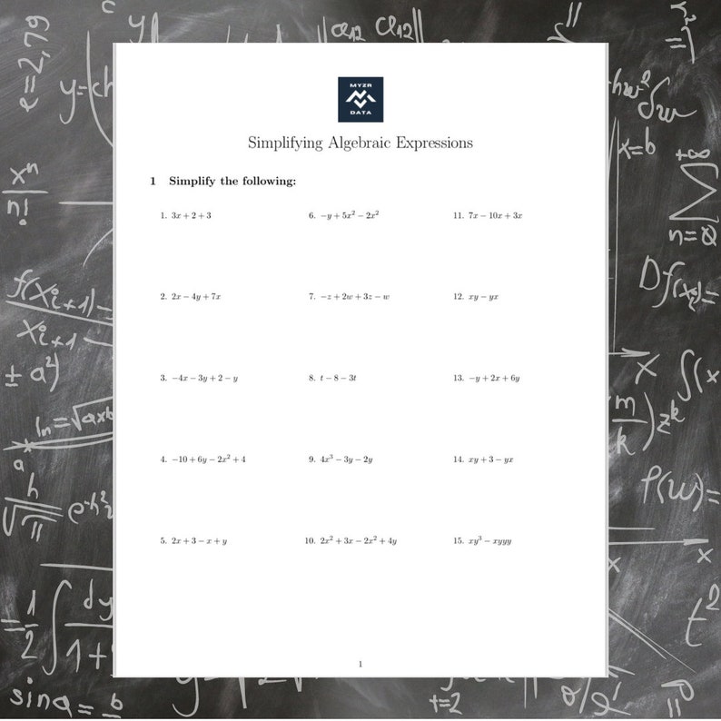 Algebraic Expressions - Algebra Worksheets With Answer Key - Etsy