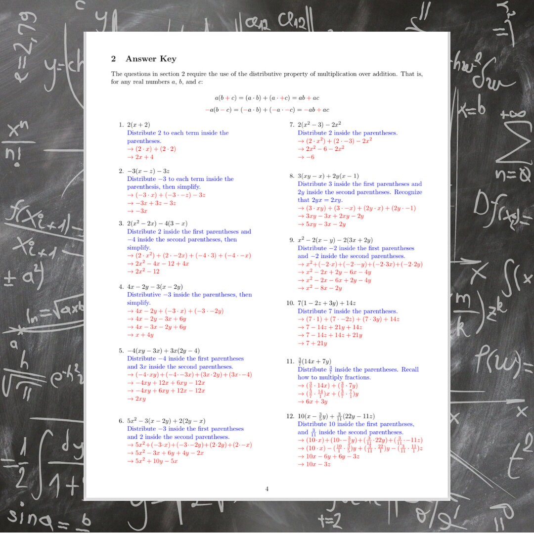 Algebraic Expressions - Algebra Worksheets With Answer Key - Etsy