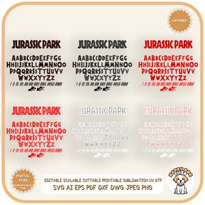 Jurassic Park Template SVG File and Font Installable for DIY + 6 SVG ...