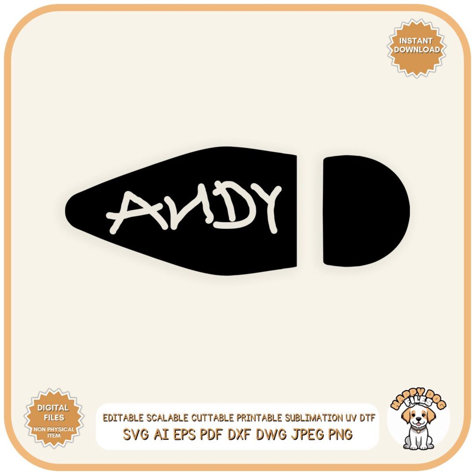 Andy Signature Boot SVG FILE Customize Gift Vinyl Svg Png Printable ...