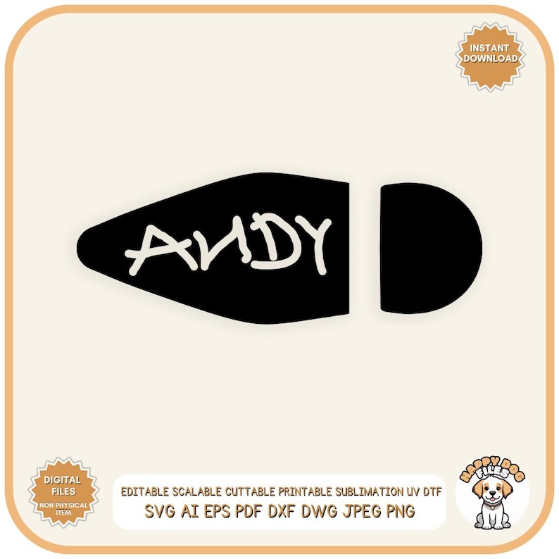 Andy Signature Boot SVG FILE Customize Gift Vinyl Svg Png Printable ...