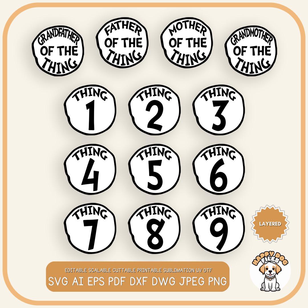 Thing 1 Thing 2 Family Layered Svg File Thing One Thing Two Thing Mom ...