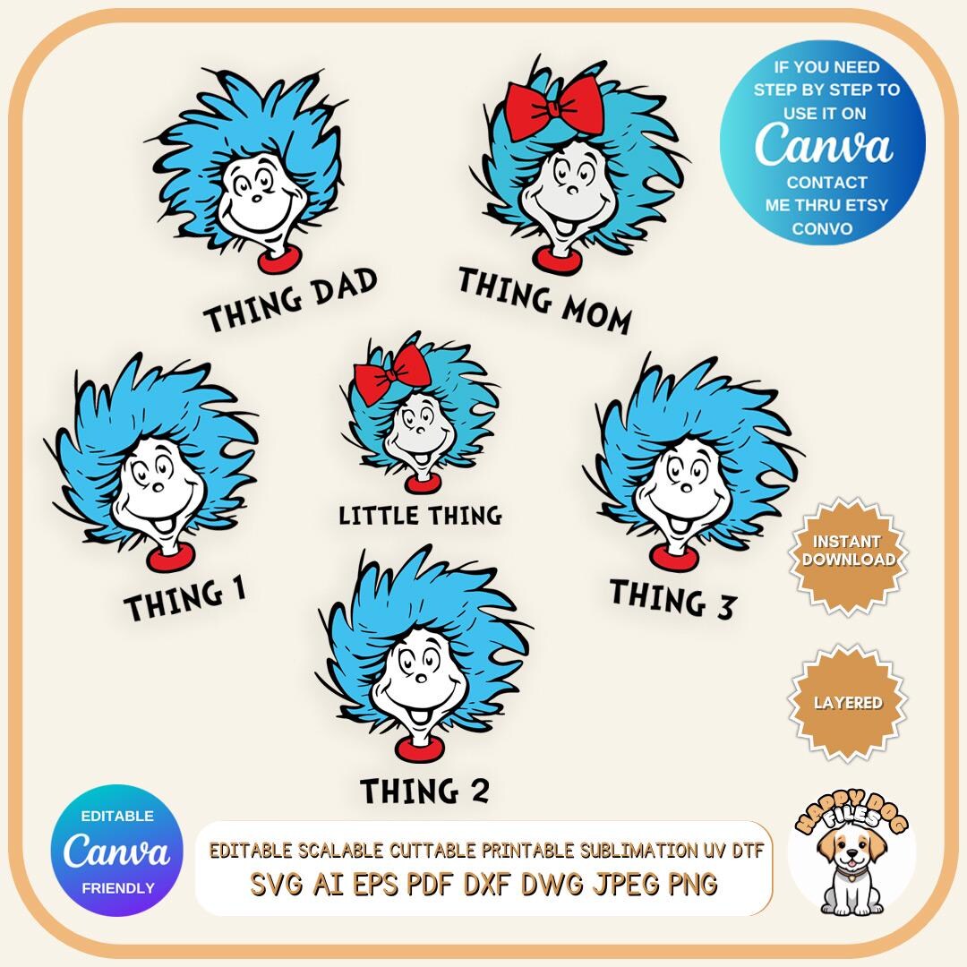 Thing 1 Thing 2 Family Layered Svg File Thing One Thing Two Thing Mom ...