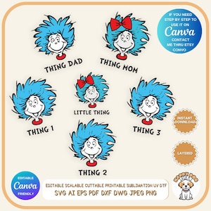Thing 1 Thing 2 Family Layered Svg File Thing One Thing Two Thing Mom ...