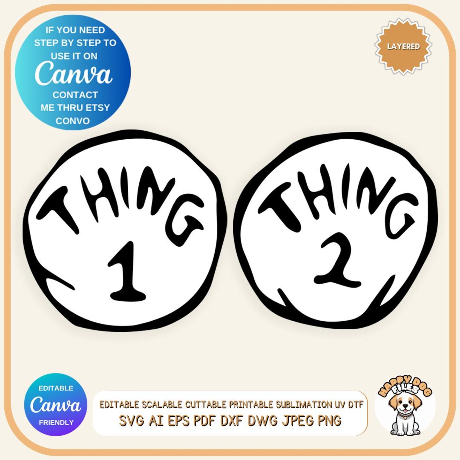 Thing One Thing Two Logo Layered Svg File DIY Thing 1 Thing 2 Png Svg ...