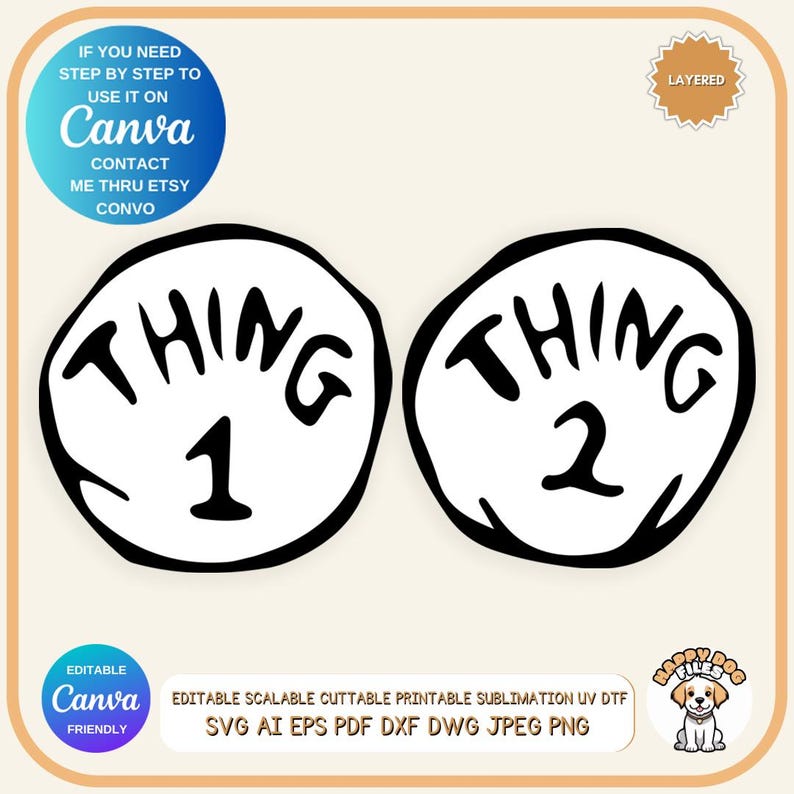 Thing One Thing Two Logo Layered Svg File DIY Thing 1 Thing 2 Png Svg ...