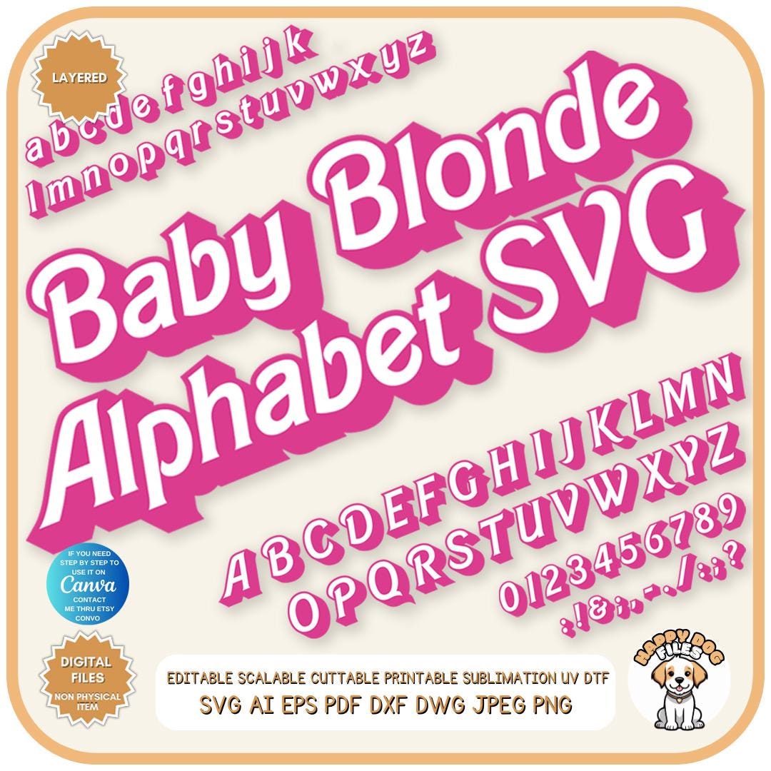 Blonde Alphabet Layered SVG File, Baby Doll Alphabet Png High Res ...