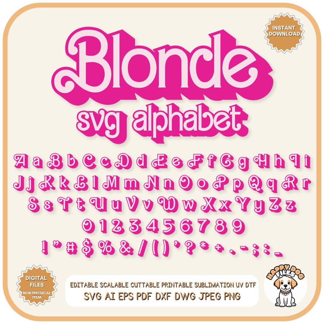 Retro Blonde Alphabet SVG File Layered, Retro Doll Alphabet Png High ...