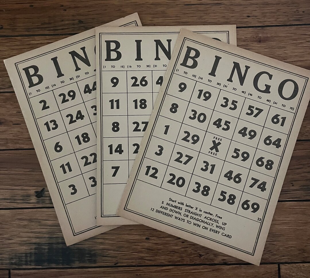 Antique Cardboard Bingo Cards -set of 3-ephemera- Junk Journal- Paper ...
