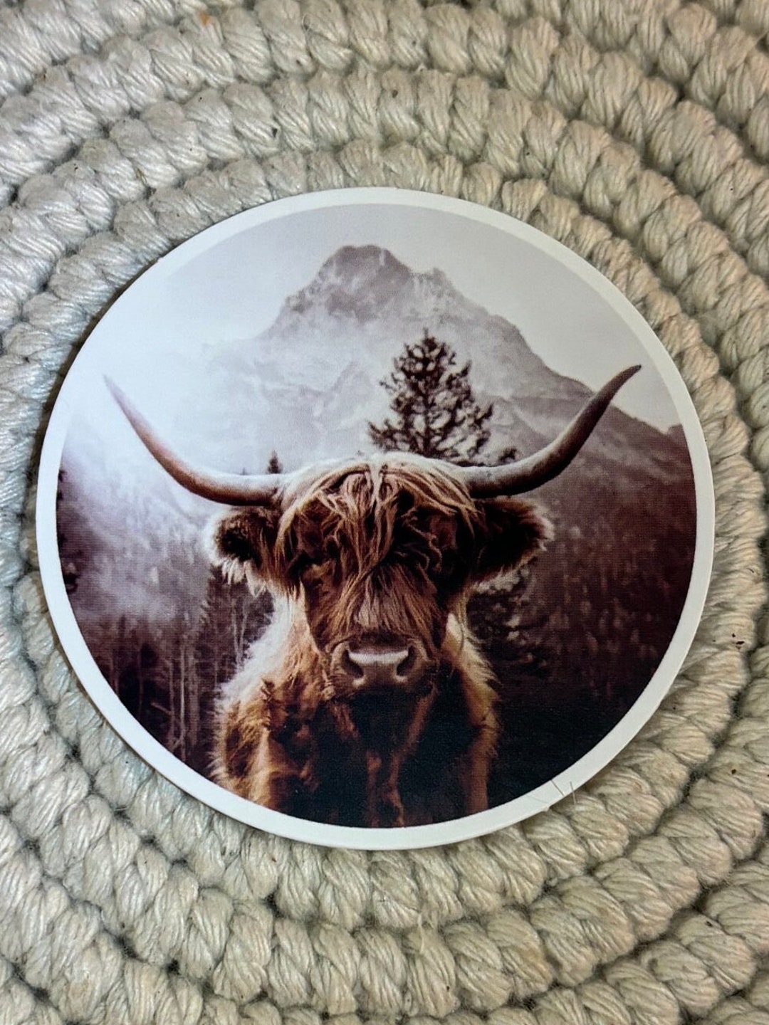 Large Round Highland Cow Design Car Freshie - Etsy