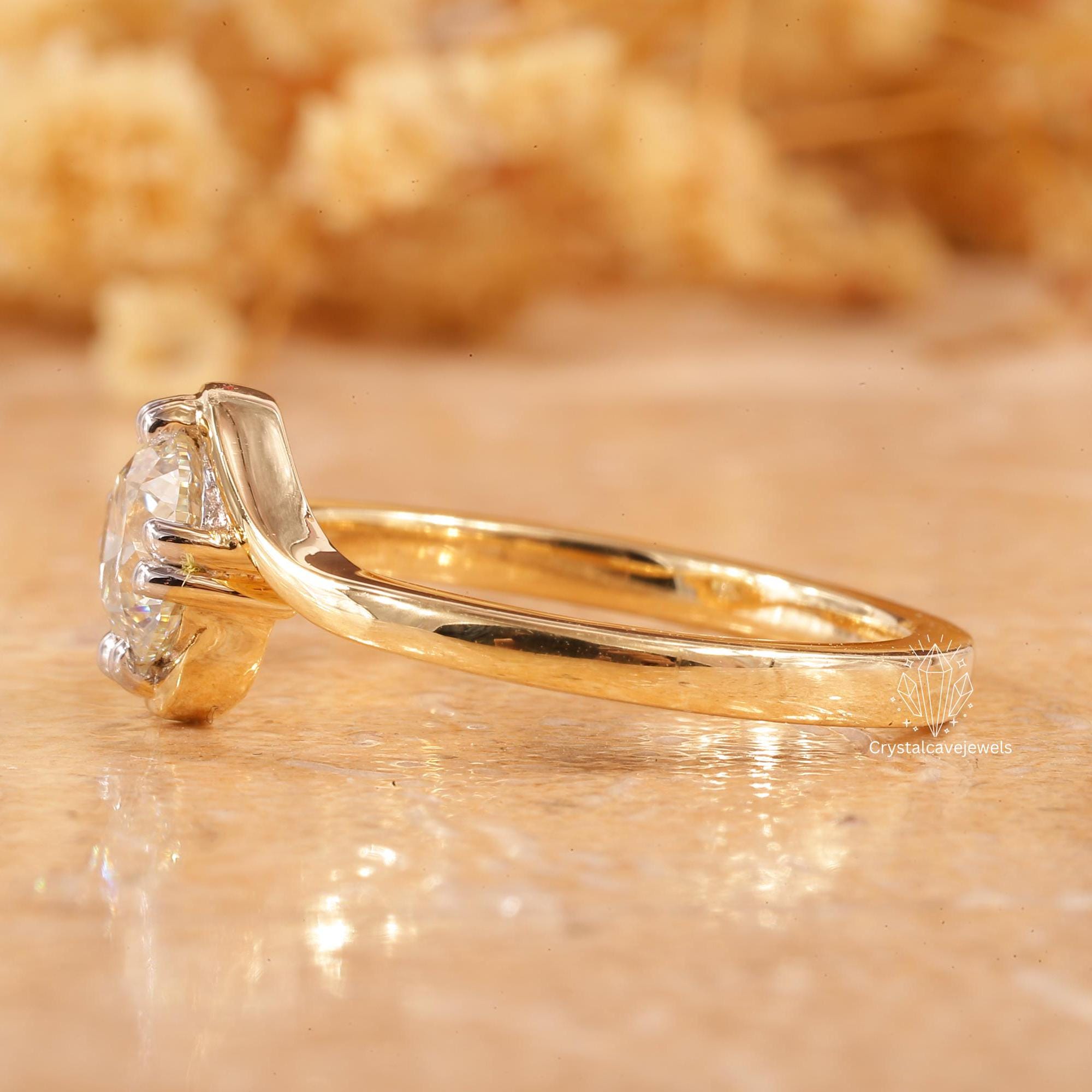 Tension Set Designer Ring, Bypass Set Simply Round Solitaire Engagement ...