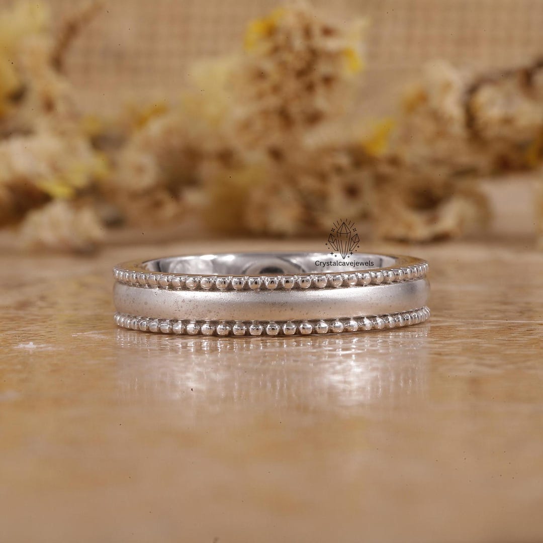 14k Solid Gold Band, Vintage Migraine Matching Ring, 3.5 MM Wide Round ...