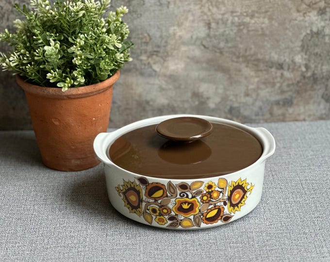 Vintage 1970s J&G Meakin Studio Casserole Dish | ‘bali’ Pattern Lidded ...
