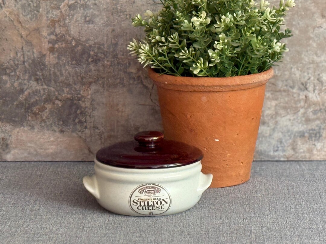 Vintage Tuxford & Tebbutt English Blue Stilton Round Ceramic Cheese Jar ...