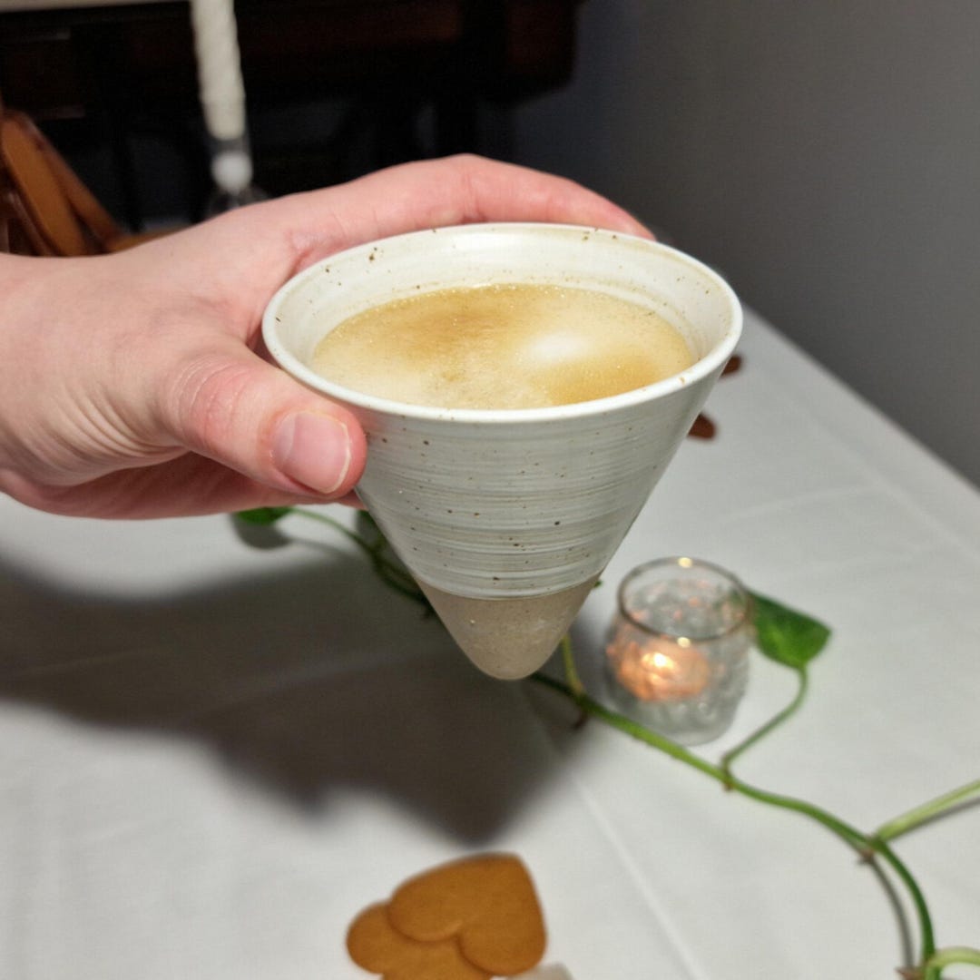 Ceramic Cone Shaped Espresso, Latte, Tea Cup With Cup Stand. Serving ...