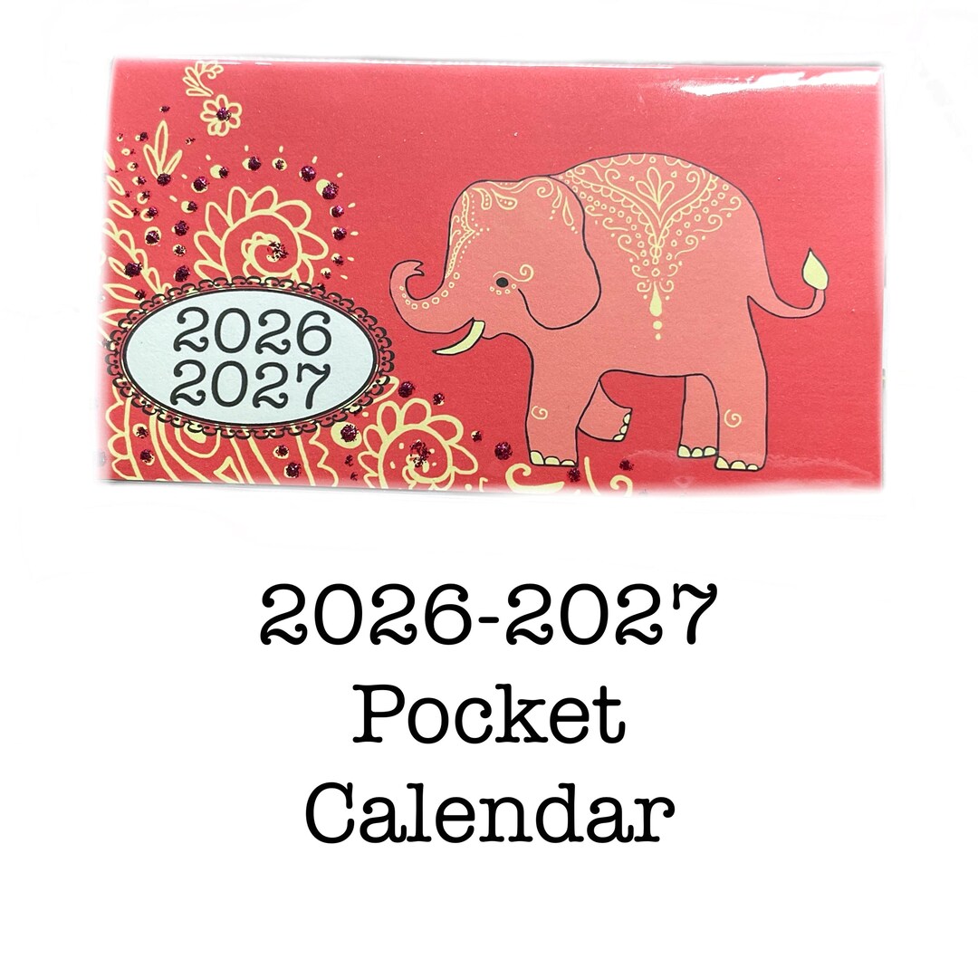2026 - 2027 Mini Planner Mehndi Elephants Pocket Planner, Two Year ...