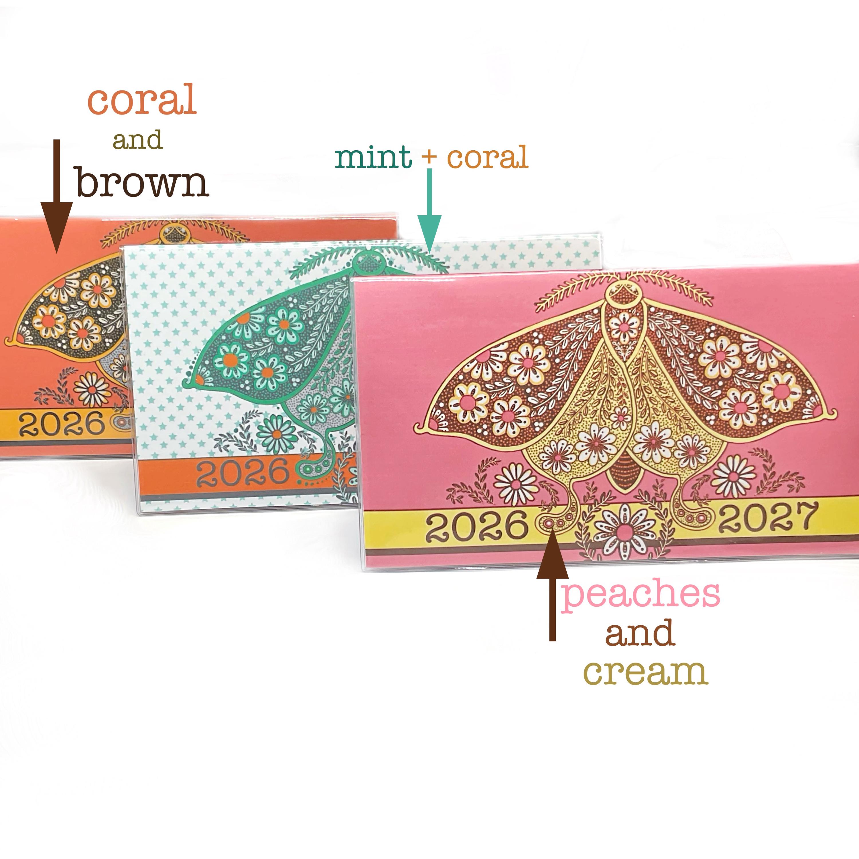 2026 - 2027 Mini Planner Folk Moth Two Year Calendar Pocket Planner ...
