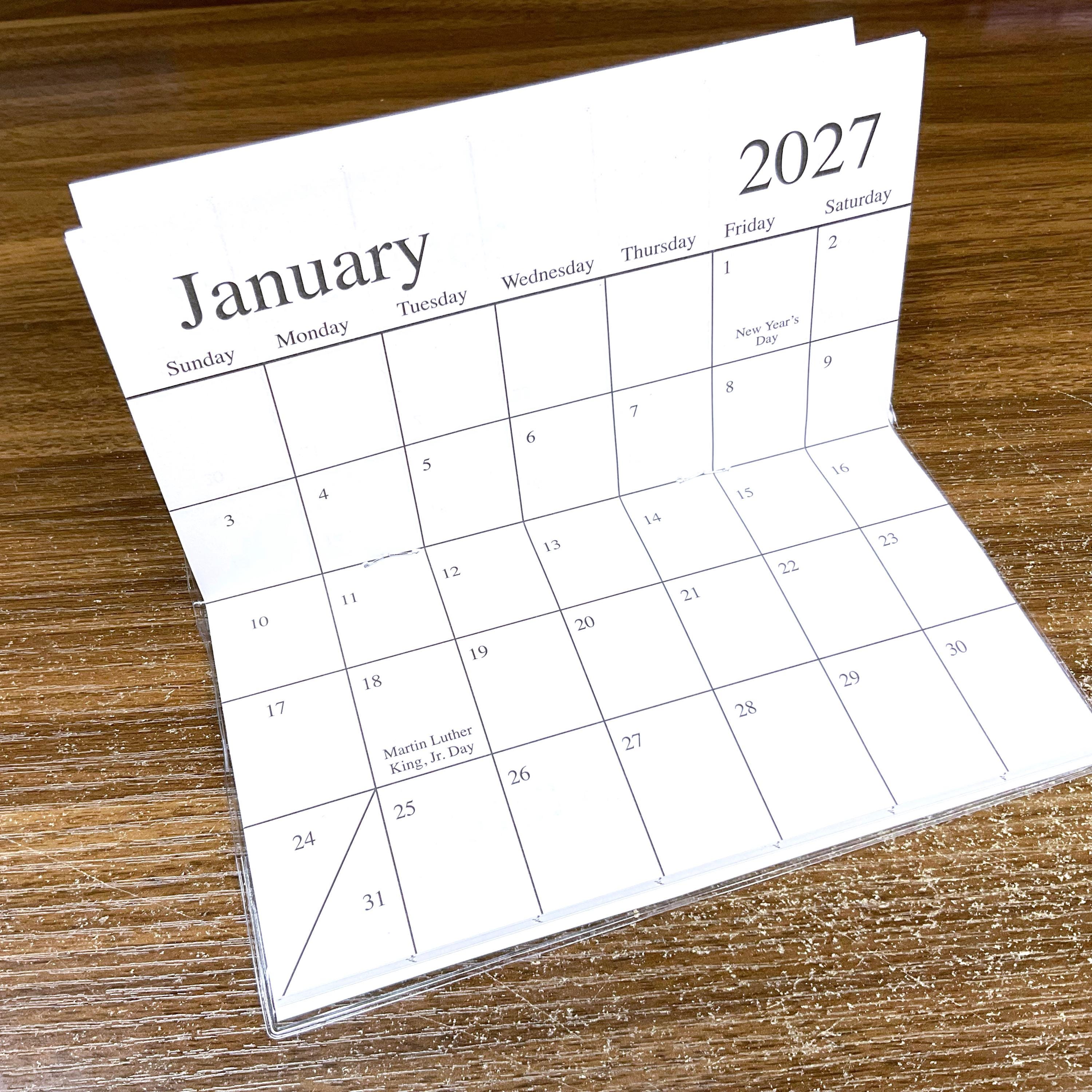 2026 - 2027 Mini Planner Folk Moth Two Year Calendar Pocket Planner ...