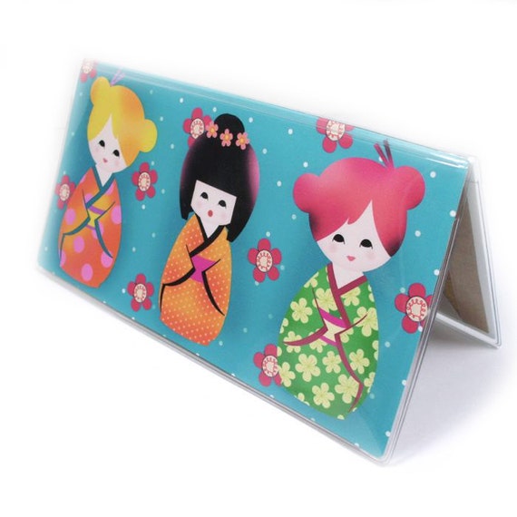Checkbook Cover Cute Kawaii Kokeshi Summer Brights - Etsy