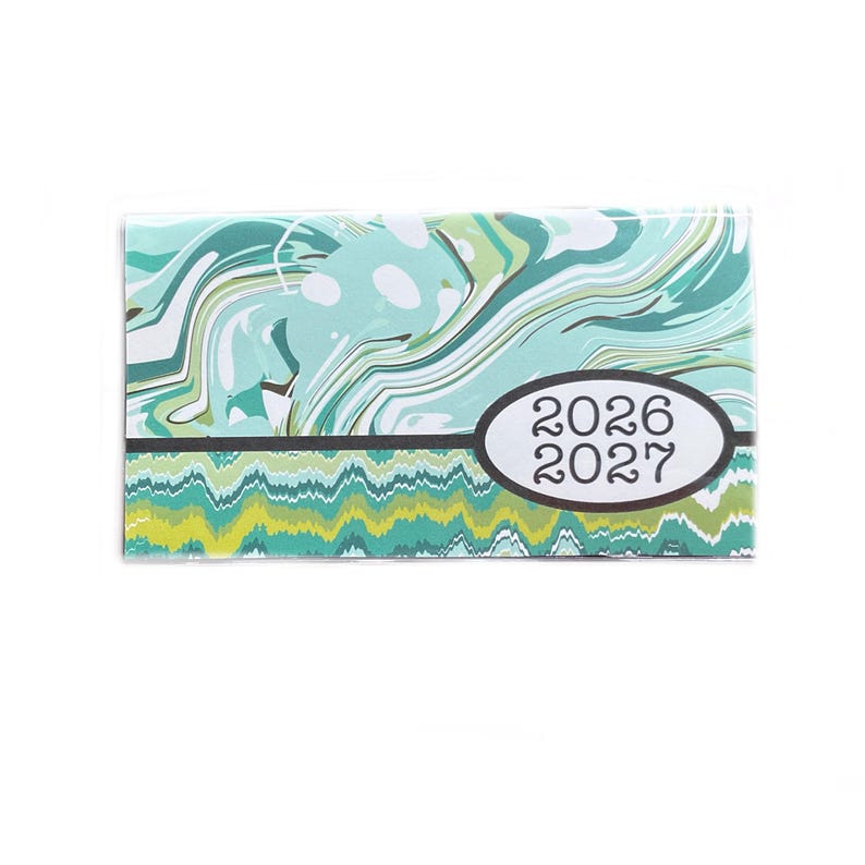 2026 - 2027 Pocket Calendar - Malachite Marbled Pocket Planner - Two ...