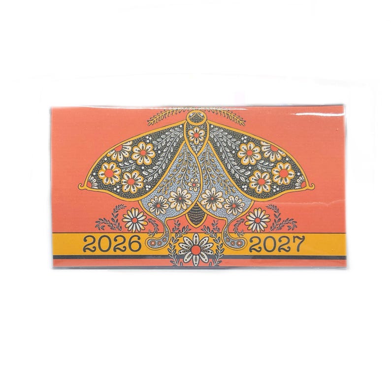 2026 - 2027 Mini Planner Folk Moth Two Year Calendar Pocket Planner ...