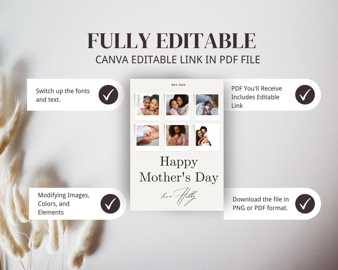 Happy Mother's Day Photo Collage Card || Editable Digital Mother's Day ...