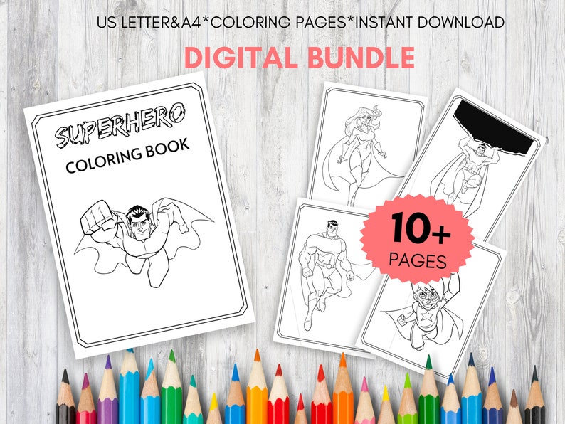 Kids Super Hero Coloring Pages || Digital Coloring Sheets || Coloring ...