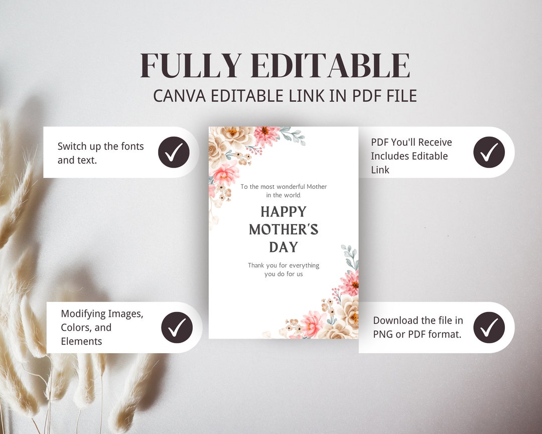Happy Mother's Day Card || Editable Digital Mother's Day Greeting Card ...