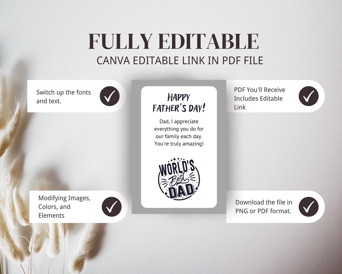 Minimalist Father's Day Card || Editable Digital Father's Day Greeting ...