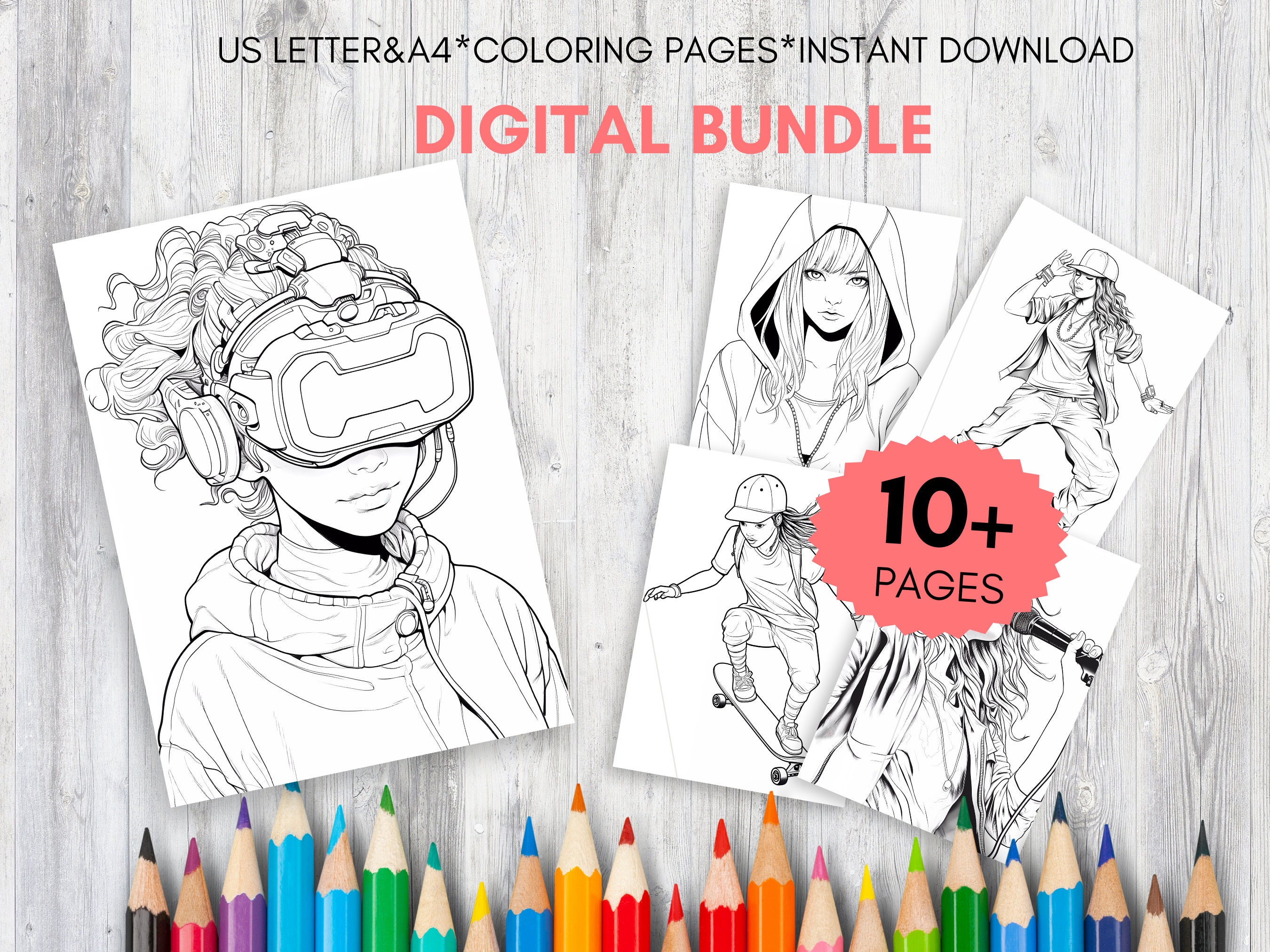 Teen Coloring Pages || Digital Coloring Sheets || Coloring Book ...