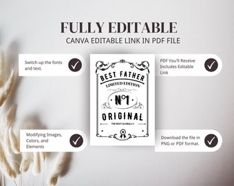 Minimalist Father's Day Card || Editable Digital Father's Day Greeting ...