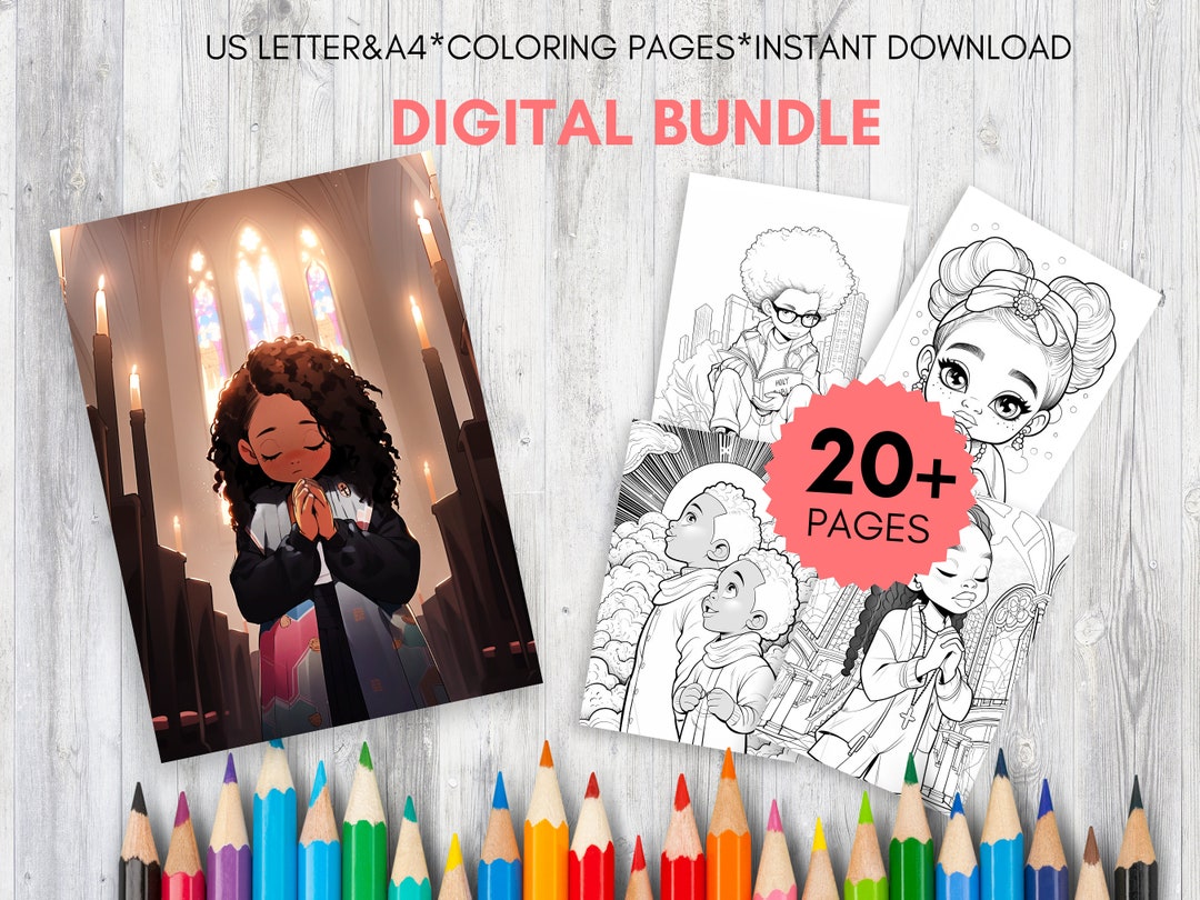 Black Kids Coloring Pages Digital Coloring Sheets Coloring Book Downloads Printable Coloring ...