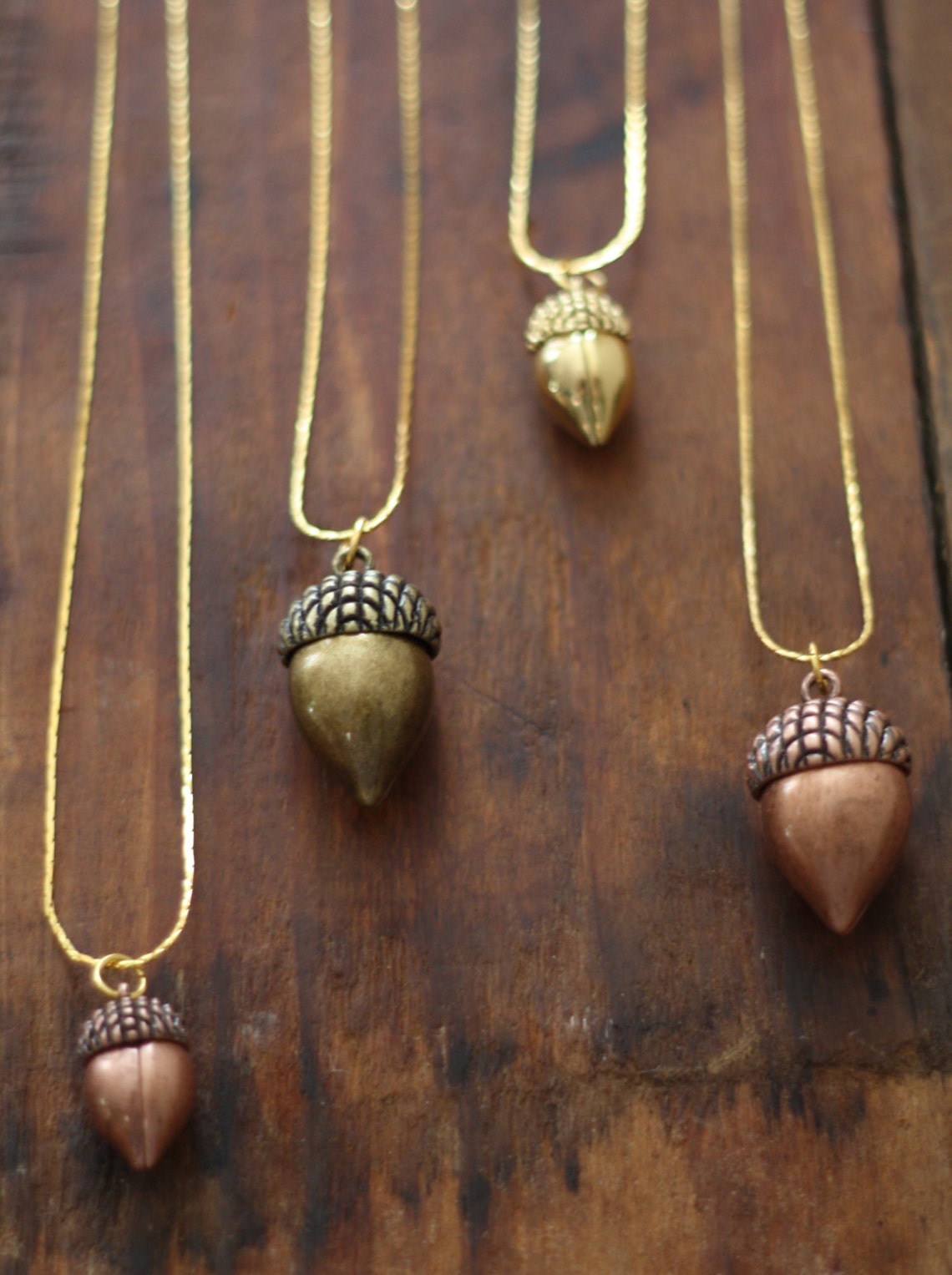 Vintage Copper Acorn Charm Necklace - Etsy